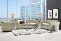 Aragon 5 Pc Platinum Beige Leather Living Room Set With Sofa, Loveseat ...