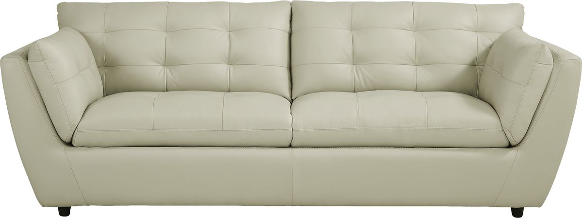Aragon Platinum Beige Leather Sofa | Rooms to Go