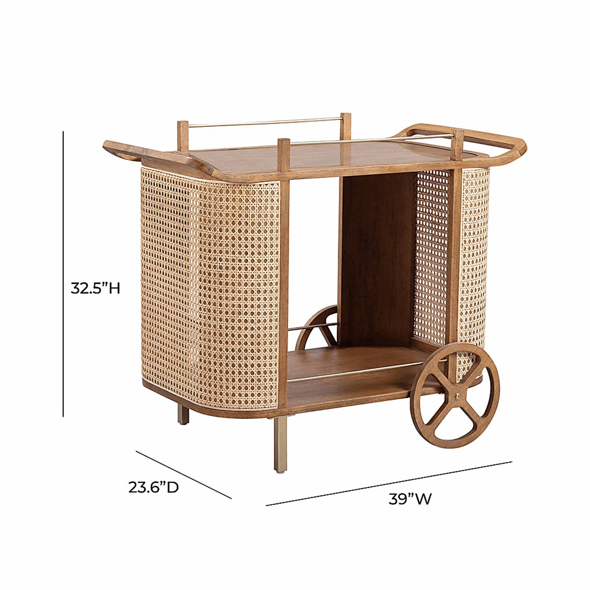 Archelle Light Wood Fruitwood Brown Bar Cart | Rooms to Go