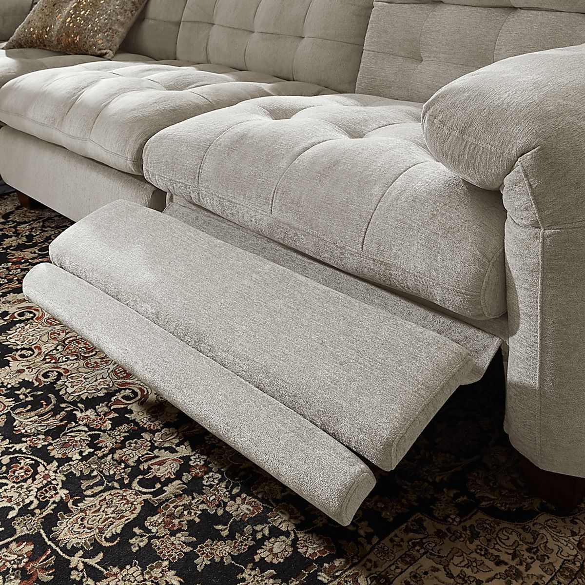 Ardelia Lane Light Gray Chenille Fabric 3 Pc Dual Power Reclining ...