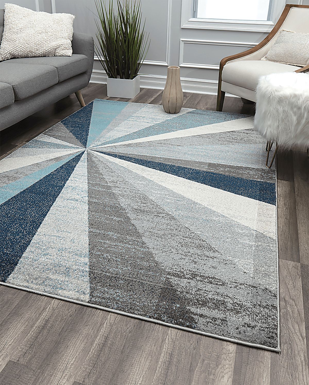 Aretta Blue,Gray Rug | Rooms to Go