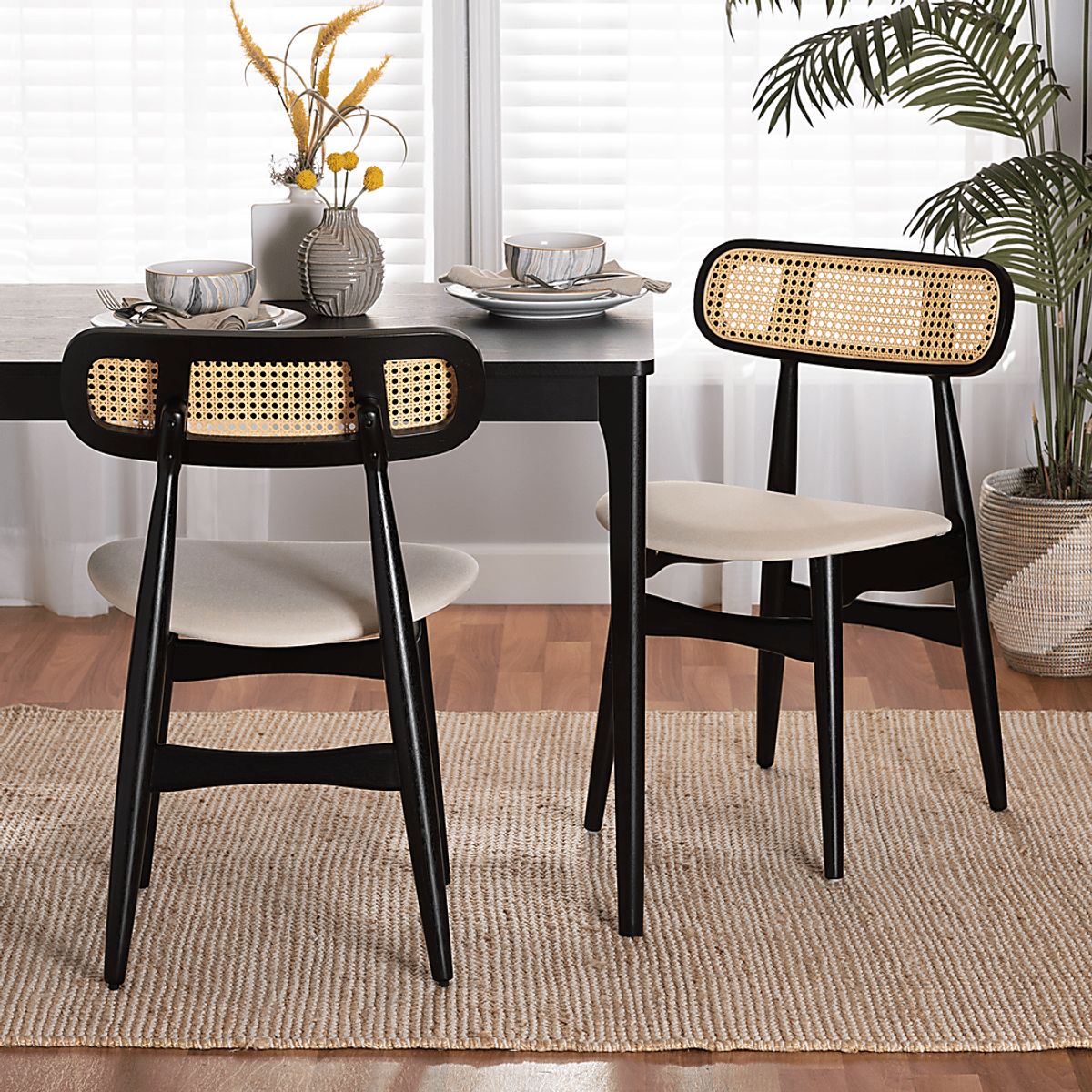 Argilla Black Polyester Fabric Dining Chair, Set Of 2 | Rooms to Go