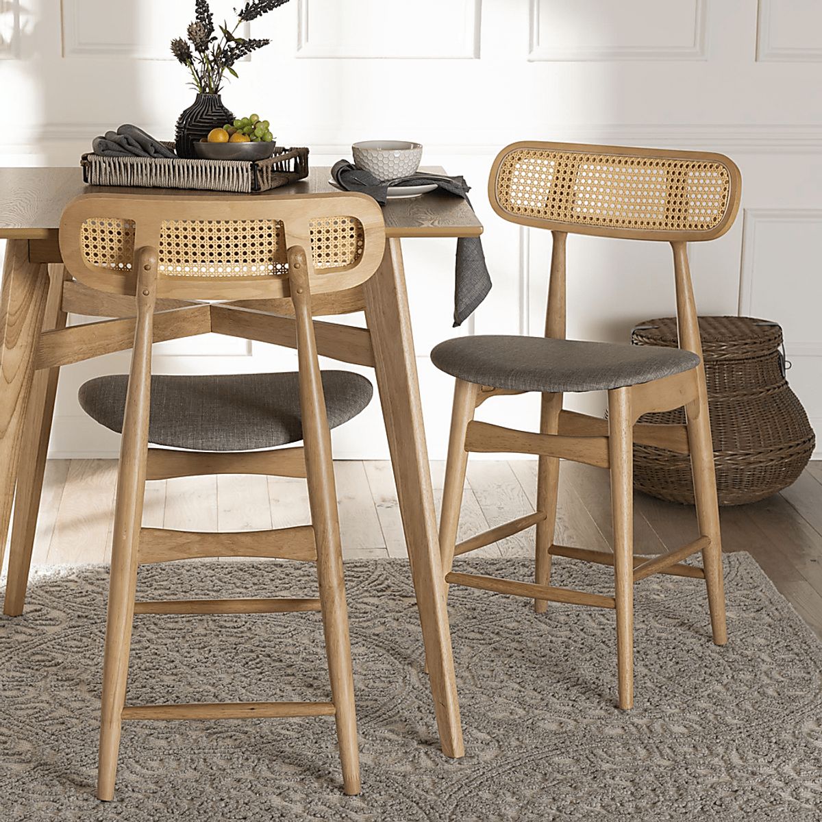 Argilla Light Brown Polyester Fabric Counter Stool, Set Of 2 | Rooms to Go