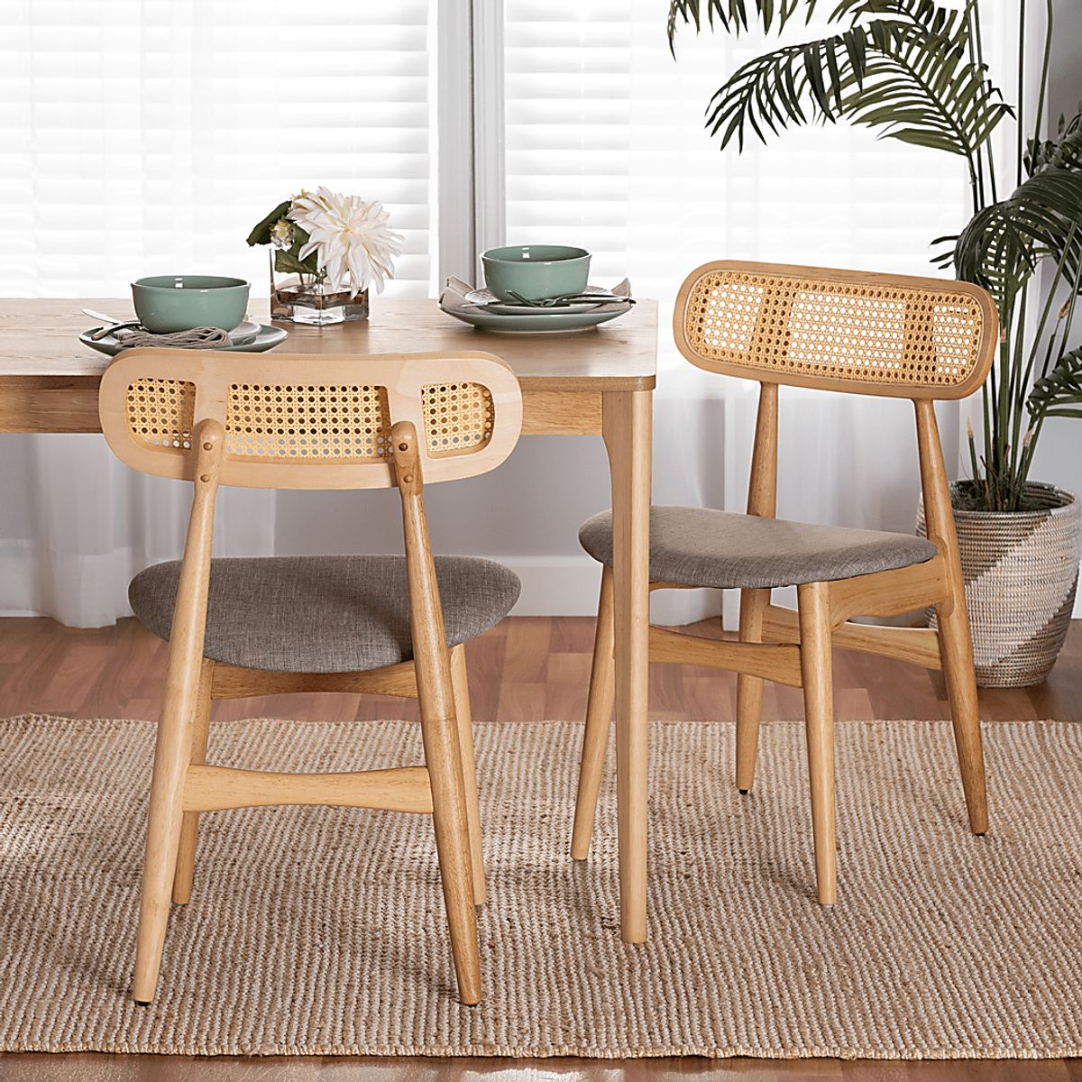 Argilla Light Brown Polyester Fabric Dining Chair, Set Of 2 | Rooms to Go