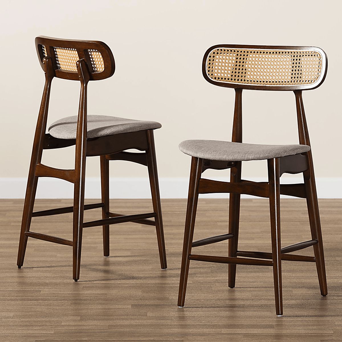 Argilla Walnut Brown Polyester Fabric Counter Stool, Set Of 2 | Rooms to Go