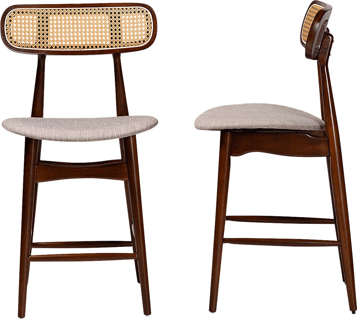 Argilla Walnut Brown Polyester Fabric Counter Stool, Set Of 2 | Rooms to Go