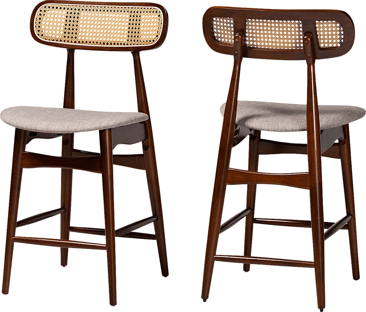 Argilla Walnut Brown Polyester Fabric Counter Stool, Set Of 2 | Rooms to Go