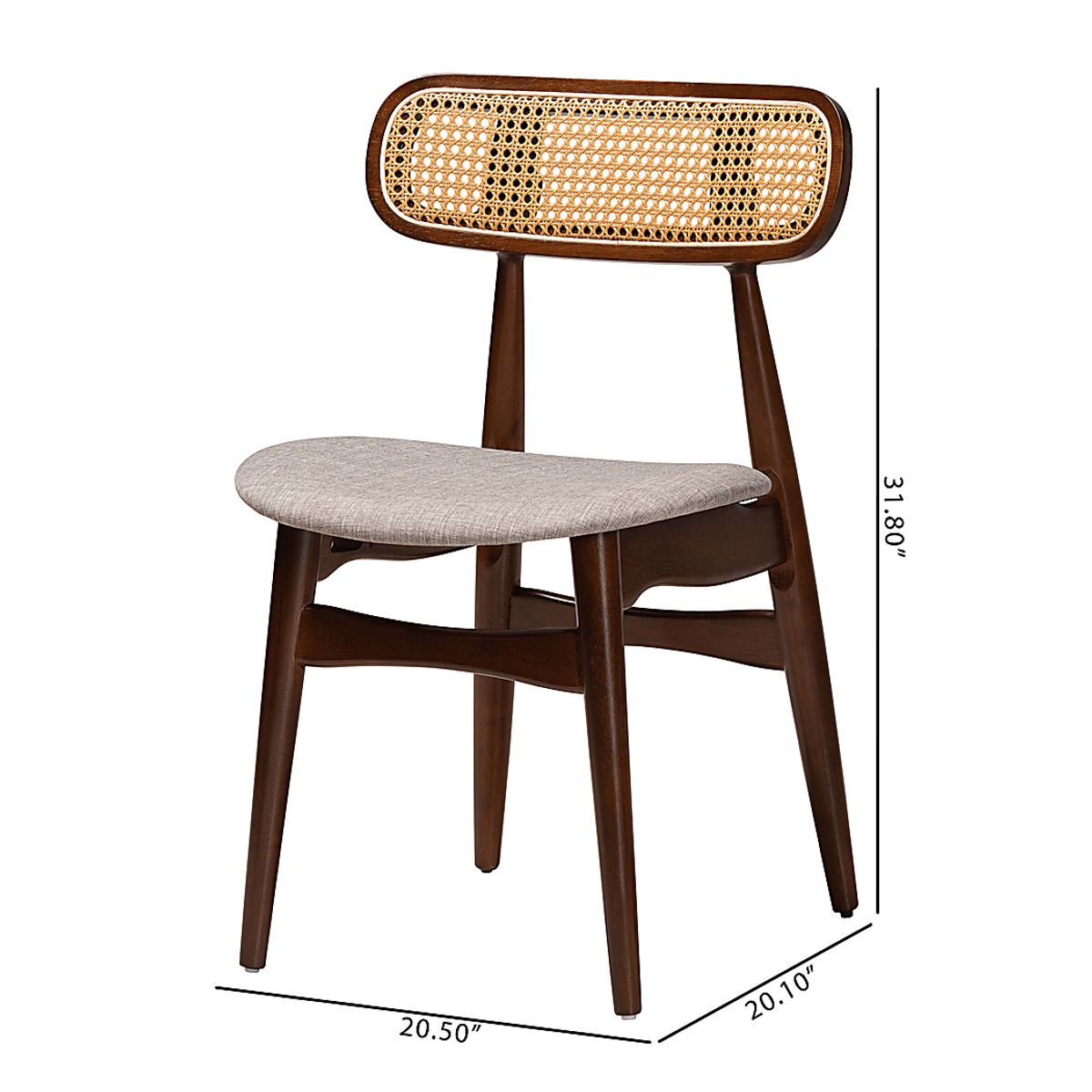 Argilla Walnut Brown Polyester Fabric Dining Chair, Set Of 2 | Rooms to Go