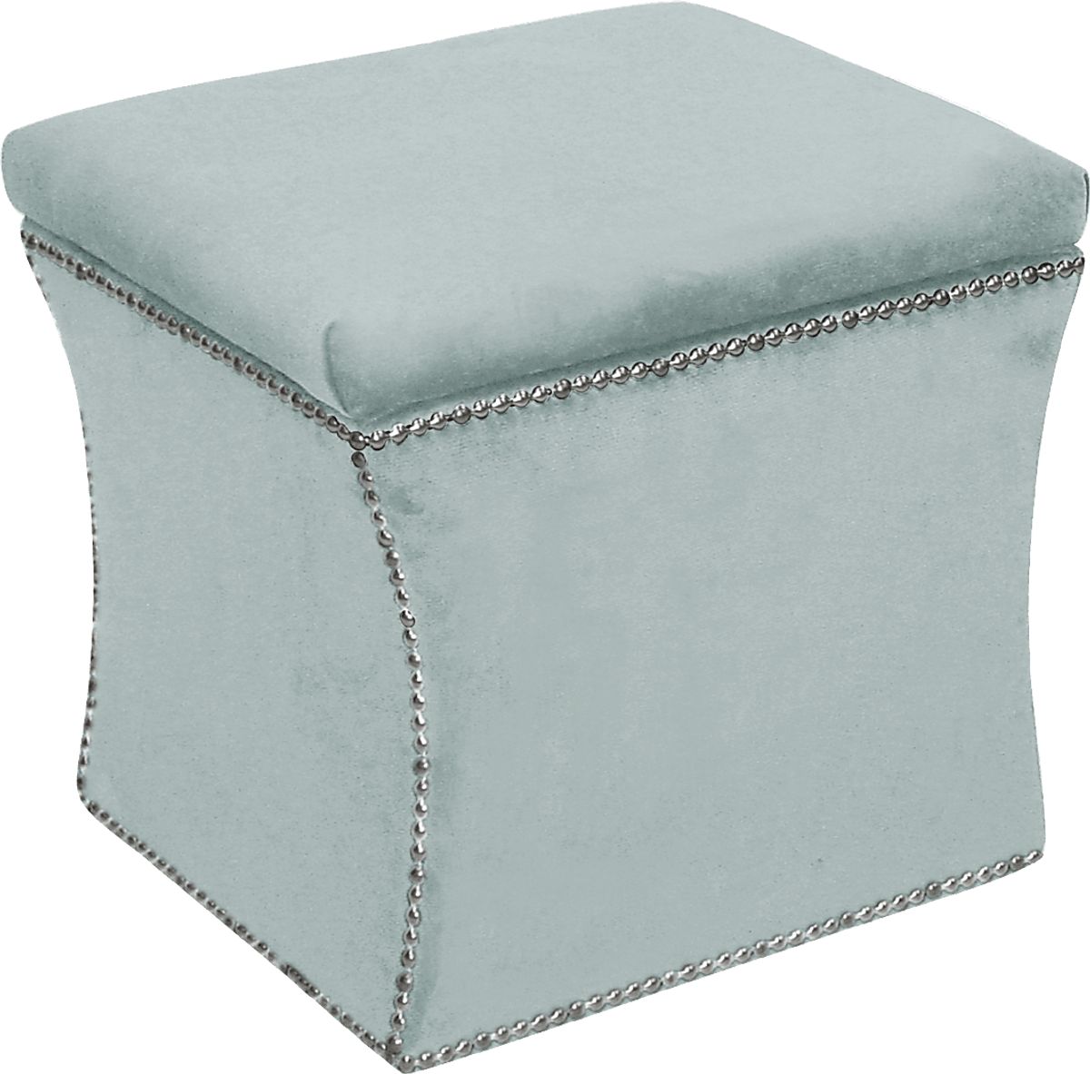 Arielle Square Blue Chenille Fabric Ottoman | Rooms to Go