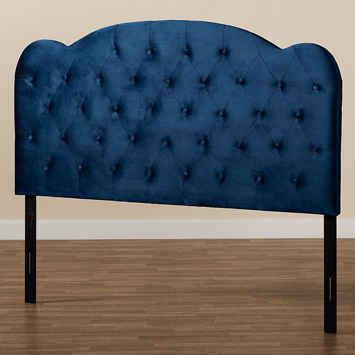 Aristocrate Navy Blue Velvet Plush Full Headboard | Rooms to Go