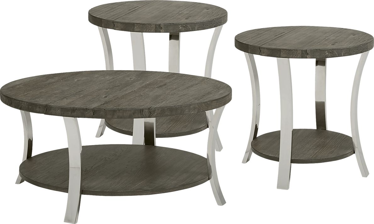Arland Brown Dark Wood Round 3 Pc Table Set - Rooms To Go