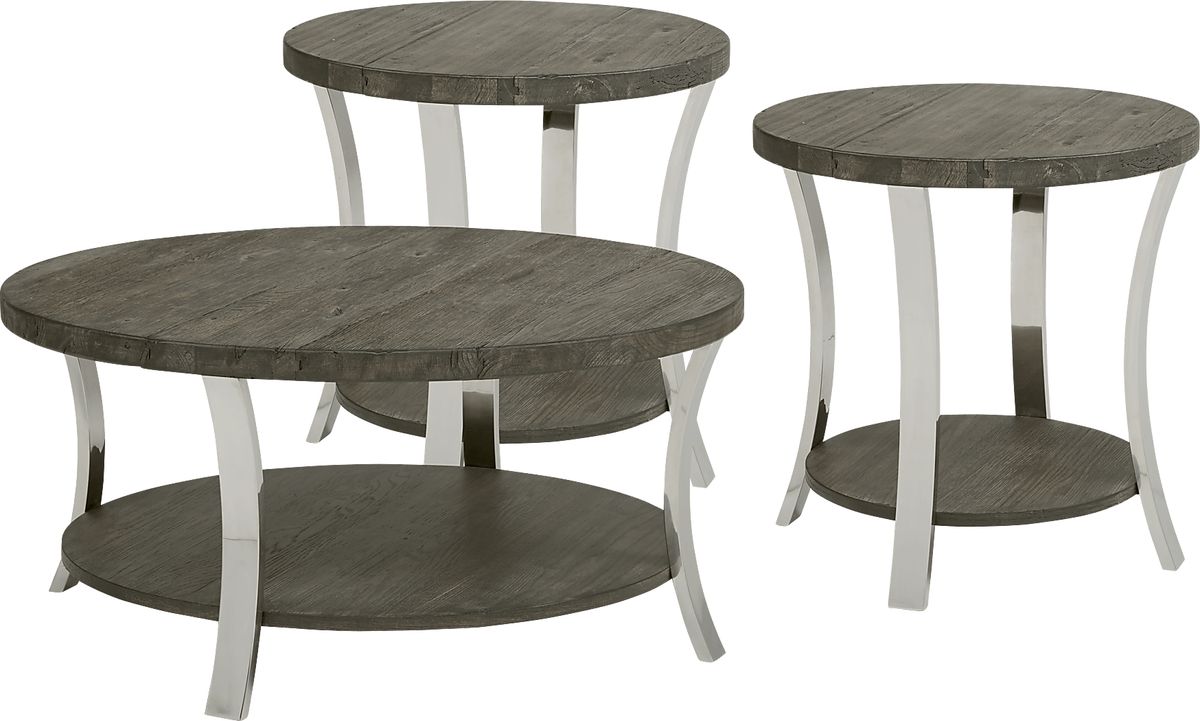 Arland Brown Dark Wood Round 3 Pc Table Set | Rooms to Go