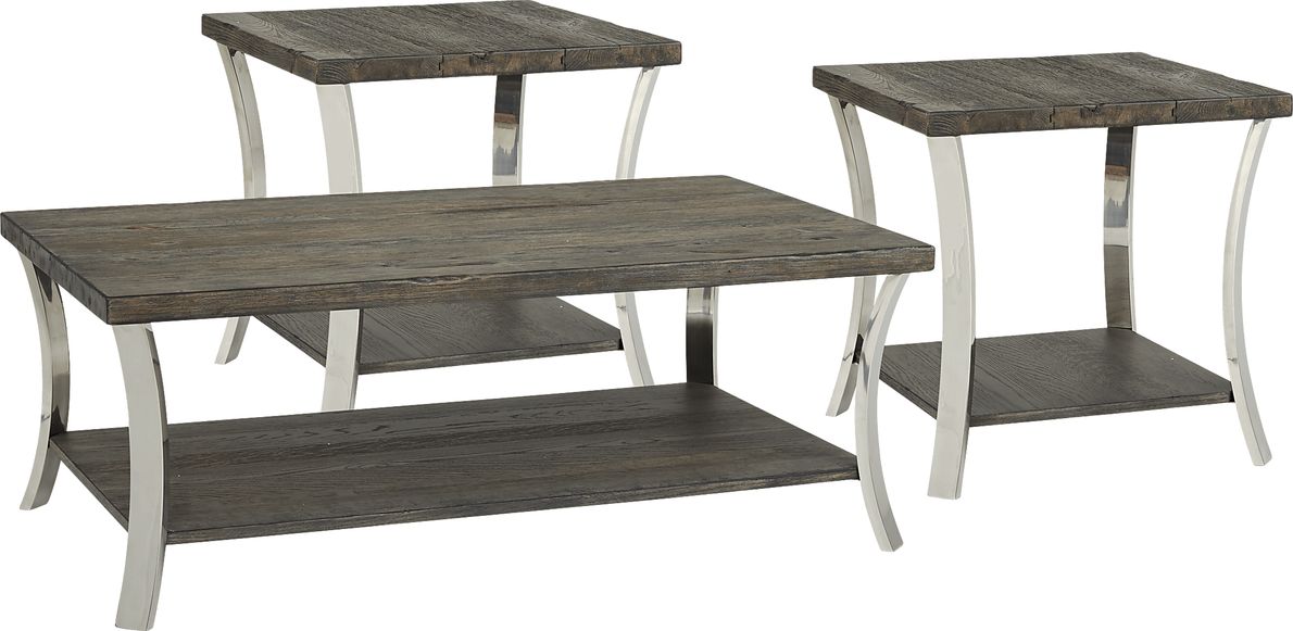 Arland Brown Dark Wood 3 Pc Table Set - Rooms To Go