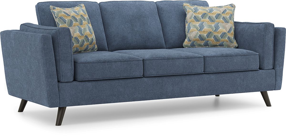 Drew & Jonathan Arlington Denim Blue Chenille Fabric Sofa | Rooms to Go