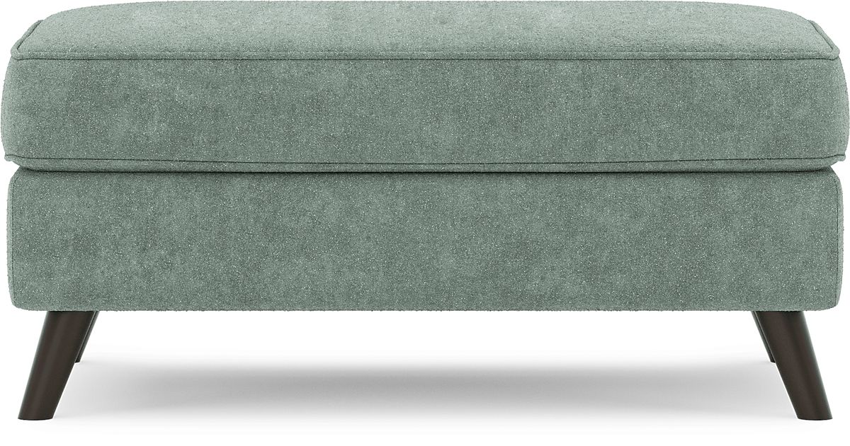 Drew Jonathan Arlington Seafoam Green Chenille Fabric Ottoman