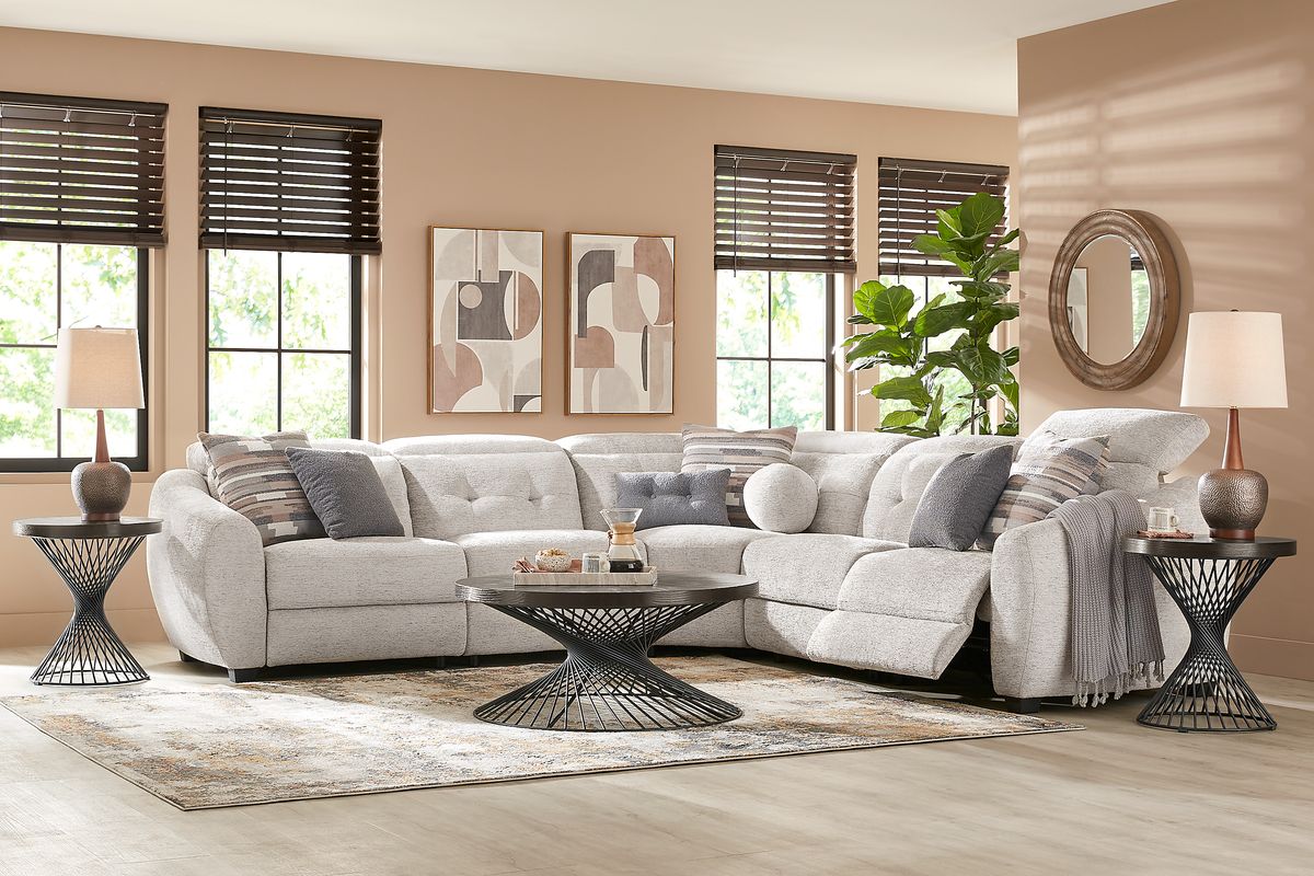 Arlo Place 8 Pc Gray Woven Dual Power Reclining Sectional Living Room ...