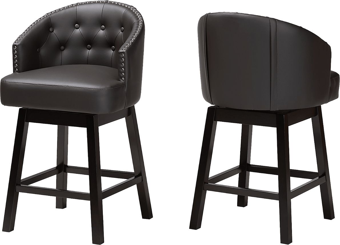 Armourdale Dark Brown Faux Leather Fabric Counter Stool, Set Of 2 ...