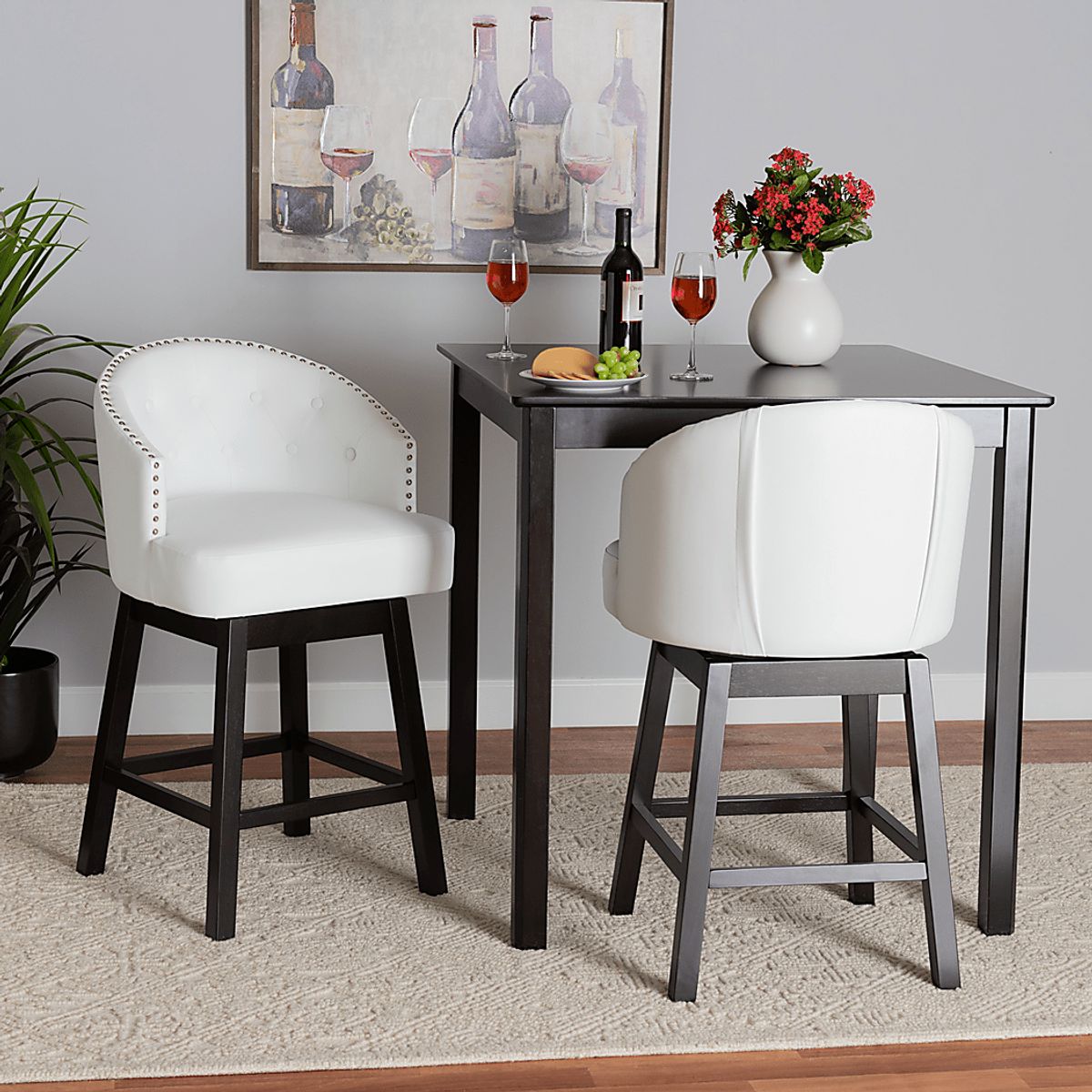 Armourdale White Faux Leather Fabric Swivel Barstool | Rooms to Go