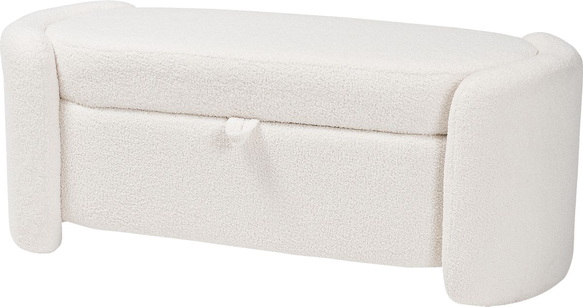 Arpieka Ivory Beige Terylene Storage Bench | Rooms to Go