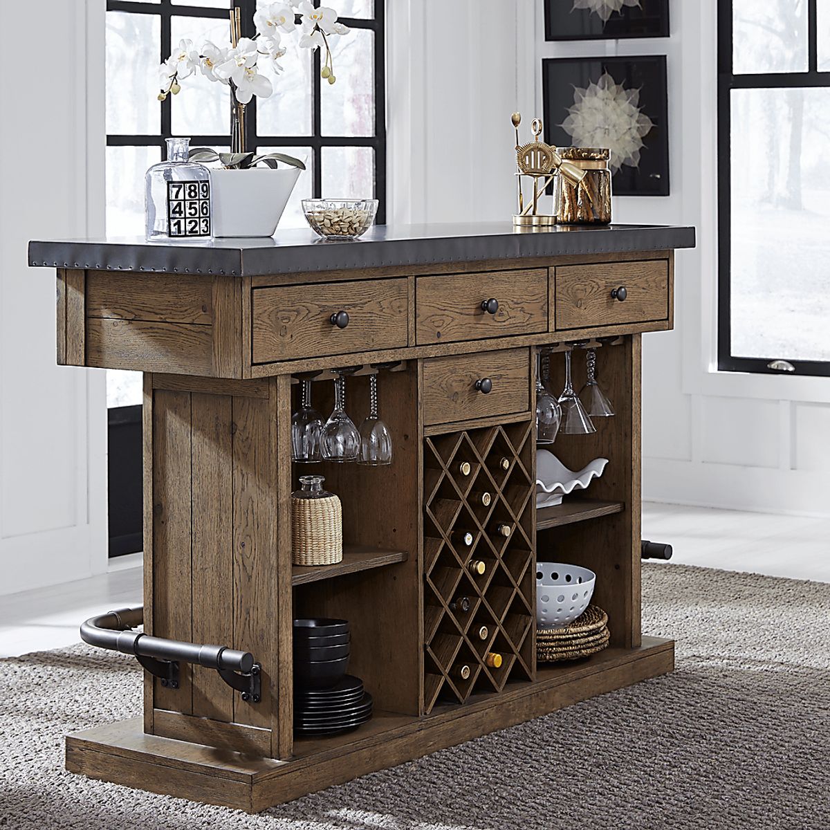 Arwine Brown Dark Wood Bar | Rooms to Go