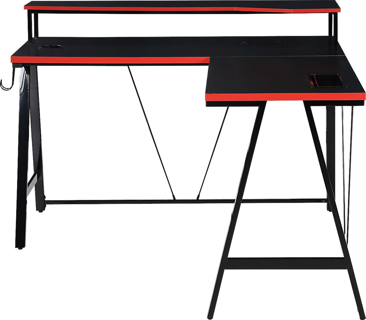 Arya Black/Red L-shaped Gaming Desk - Rooms To Go