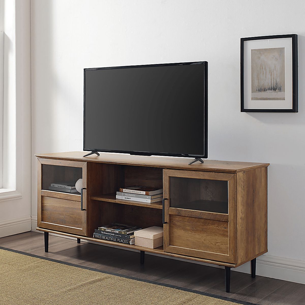 Ascot Circle Brown Dark Wood 58" Console | Rooms to Go