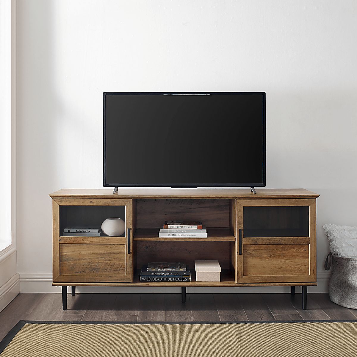 Ascot Circle Brown Dark Wood 58" Console | Rooms to Go