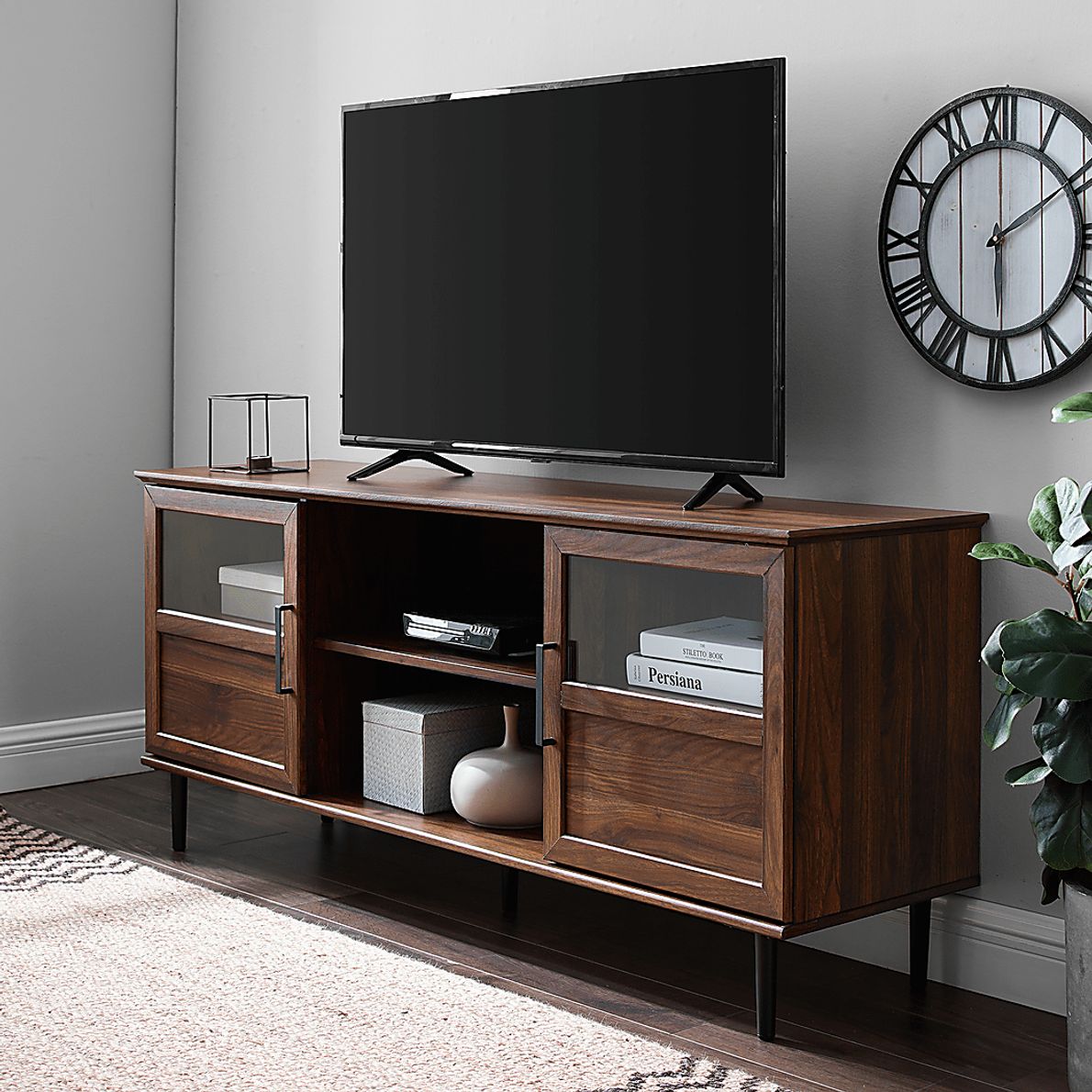 Ascot Circle Dark Brown 58" Console - Rooms To Go