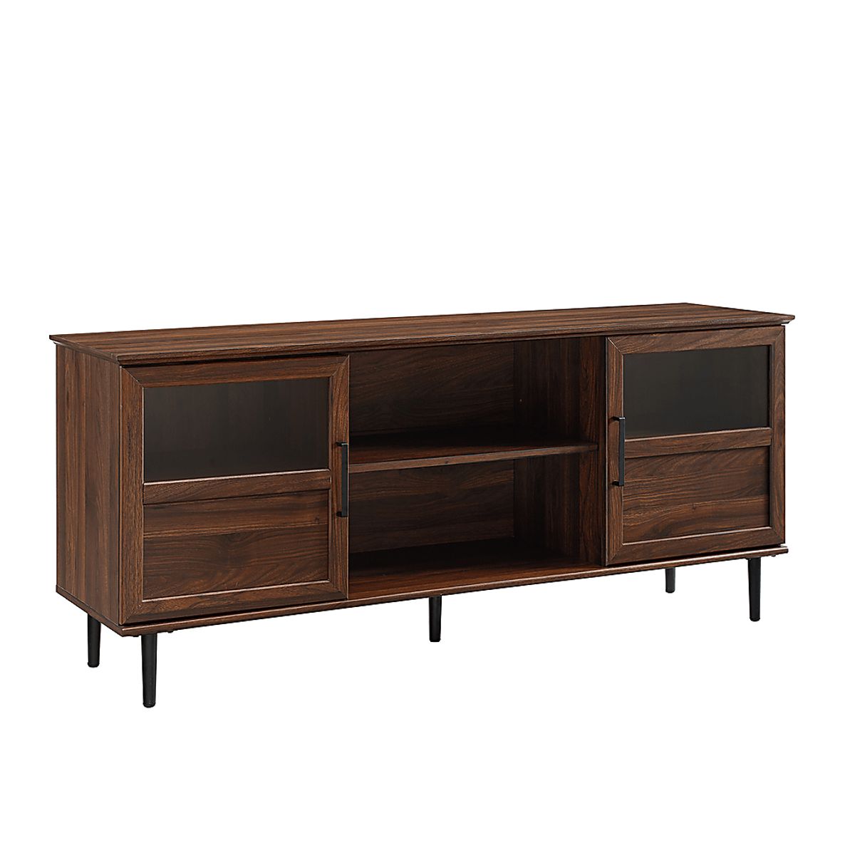 Ascot Circle Dark Brown Wood 58" Console | Rooms to Go
