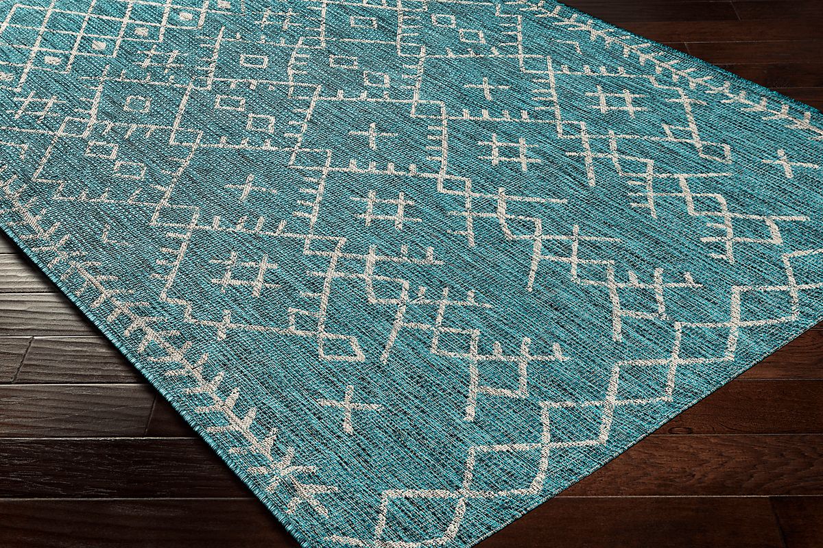 Ashlyn Teal Blue,Green Outdoor Rug | Rooms to Go