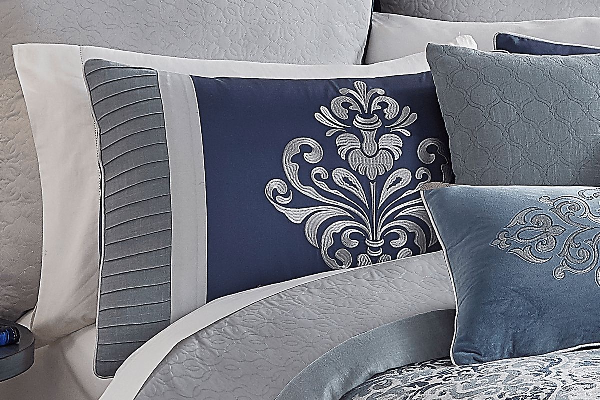 Asilomar Blue Polyester Fabric 10 Pc King Comforter Set | Rooms to Go