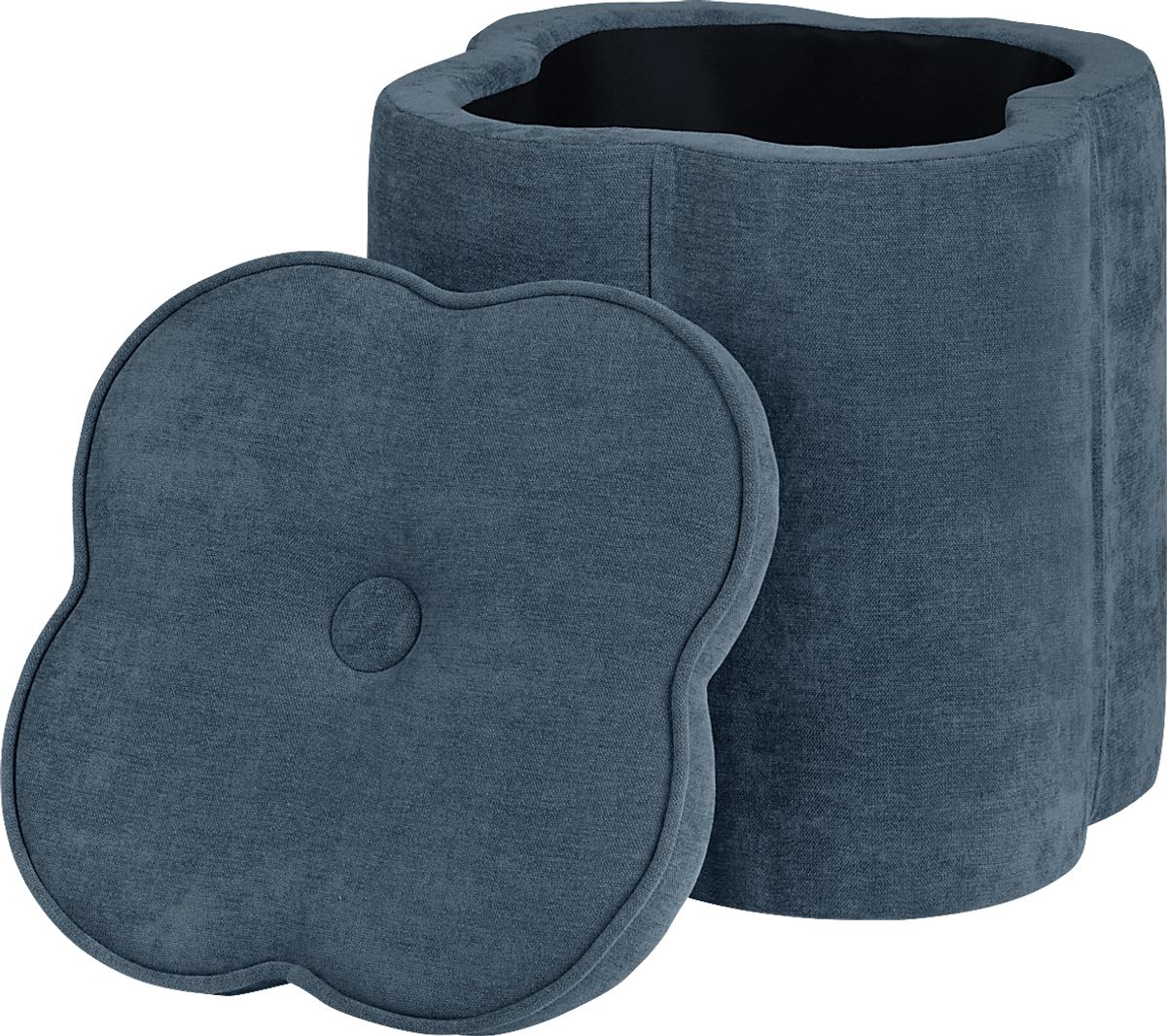 Atadero Navy Blue Chenille Fabric Storage Ottoman | Rooms to Go