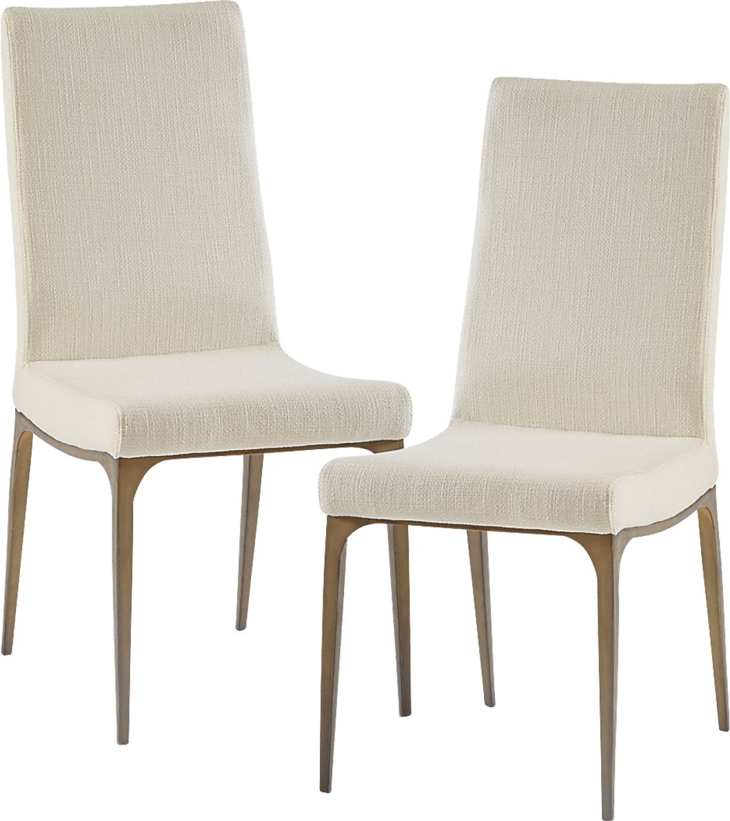 Atlee Cream Colors,Light Wood,White Polyester Fabric Dining Chair ...
