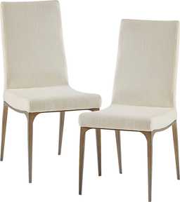 Atlee Cream Colors,Light Wood,White Polyester Fabric Dining Chair ...