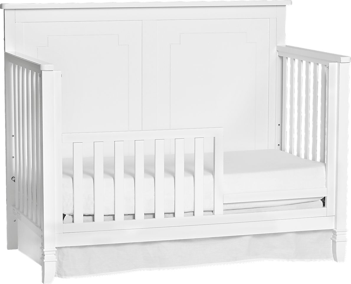 Atley White Convertible Crib with Toddler Rail - Rooms To Go