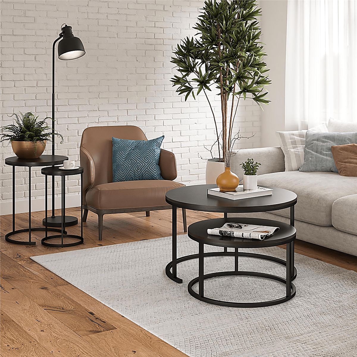 Auberon Espresso Dark Wood Nesting Cocktail Tables | Rooms to Go