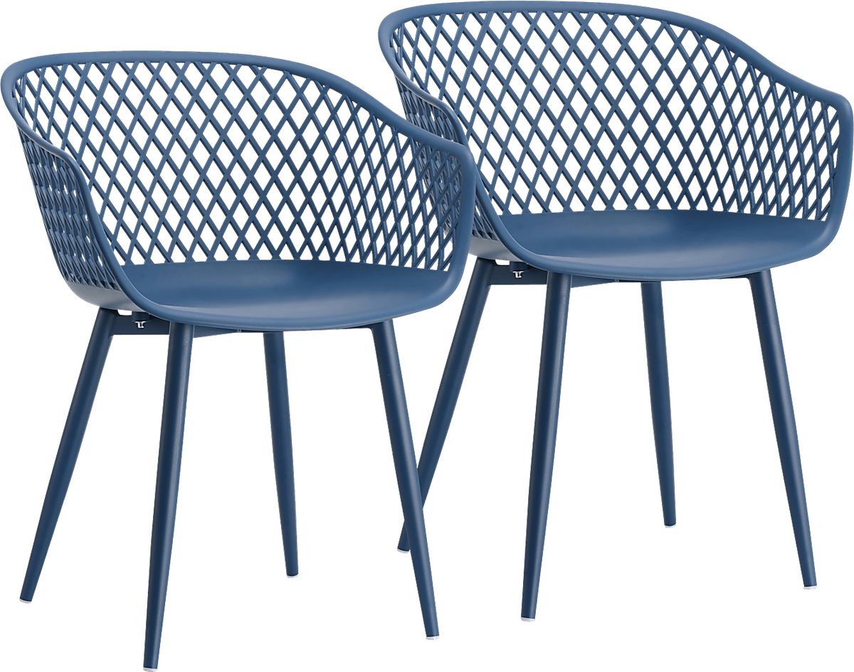 Auraria Blue Synthetic Fabric Outdoor Arm Chair, Set Of 2 | Rooms to Go