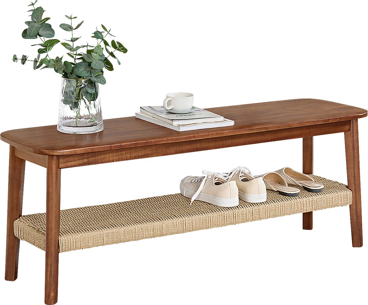 Aureli Chestnut Dark Wood Bench | Rooms to Go