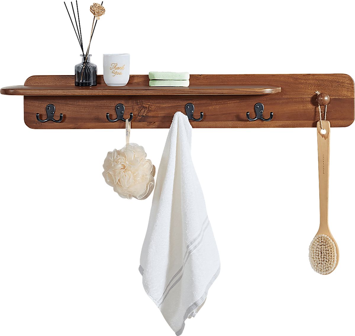 Aureli Chestnut Dark Wood Coat Hook | Rooms to Go