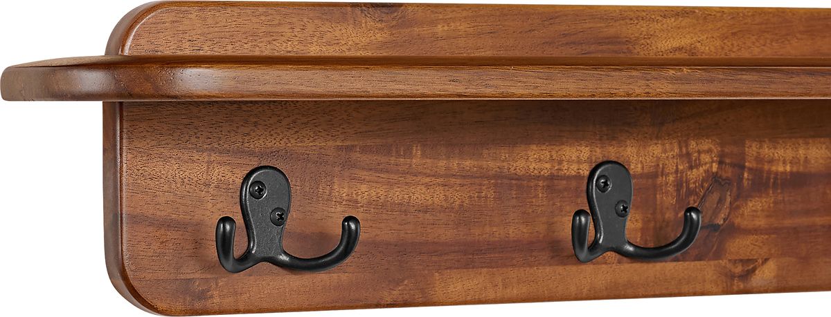 Aureli Chestnut Dark Wood Coat Hook | Rooms to Go