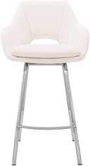 Aureanna Chrome Metal White Polyurethane Fabric Counter Height Stool ...