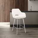 Aureanna Chrome Metal White Polyurethane Fabric Counter Height Stool ...