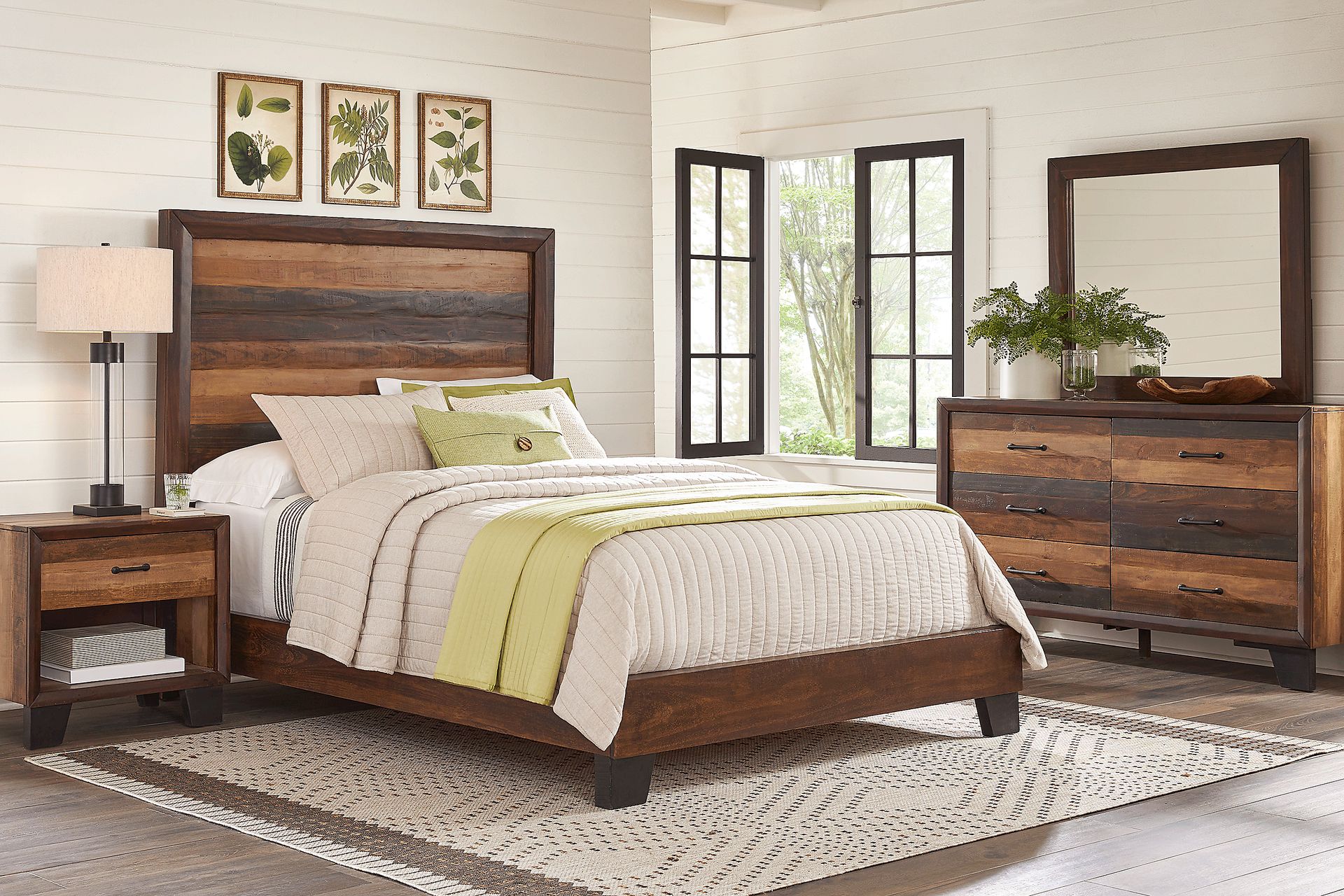 Austin Lane 5 Pc Natural Light Wood King Bedroom Set With 3 Pc King Bed ...