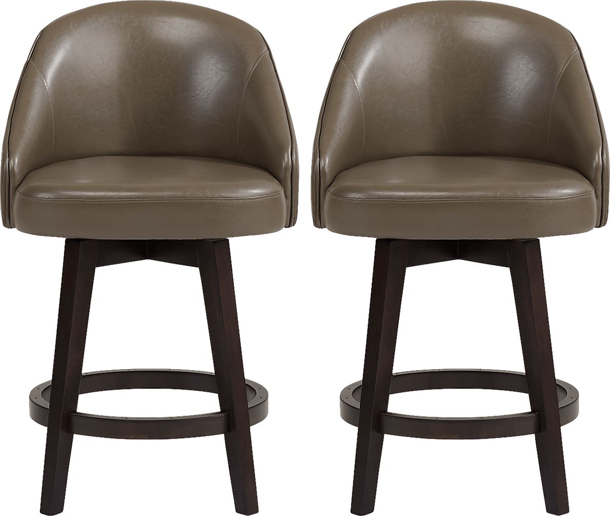 Austra Espresso Dark Wood Sage Green Swivel Barstool - Rooms To Go