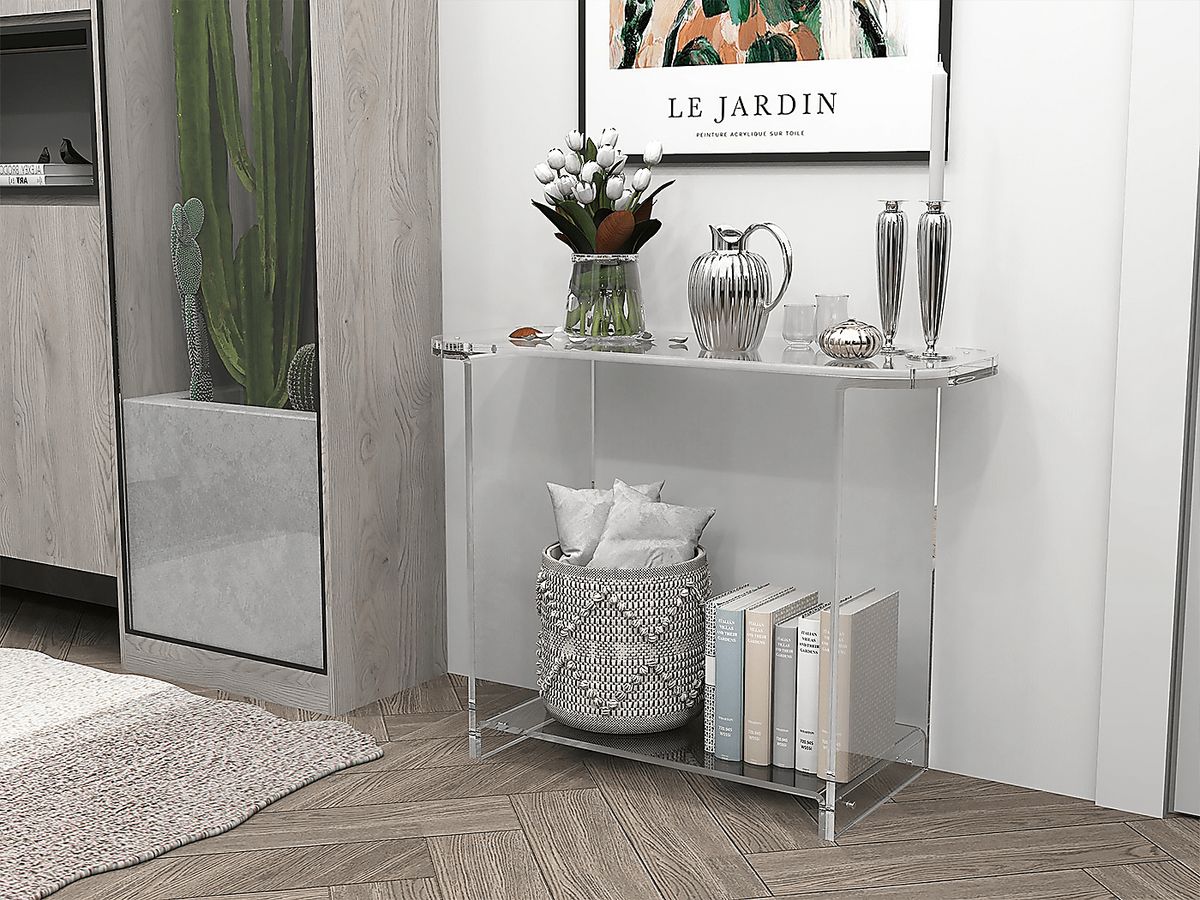 Auxili Clear White Sofa Table | Rooms to Go