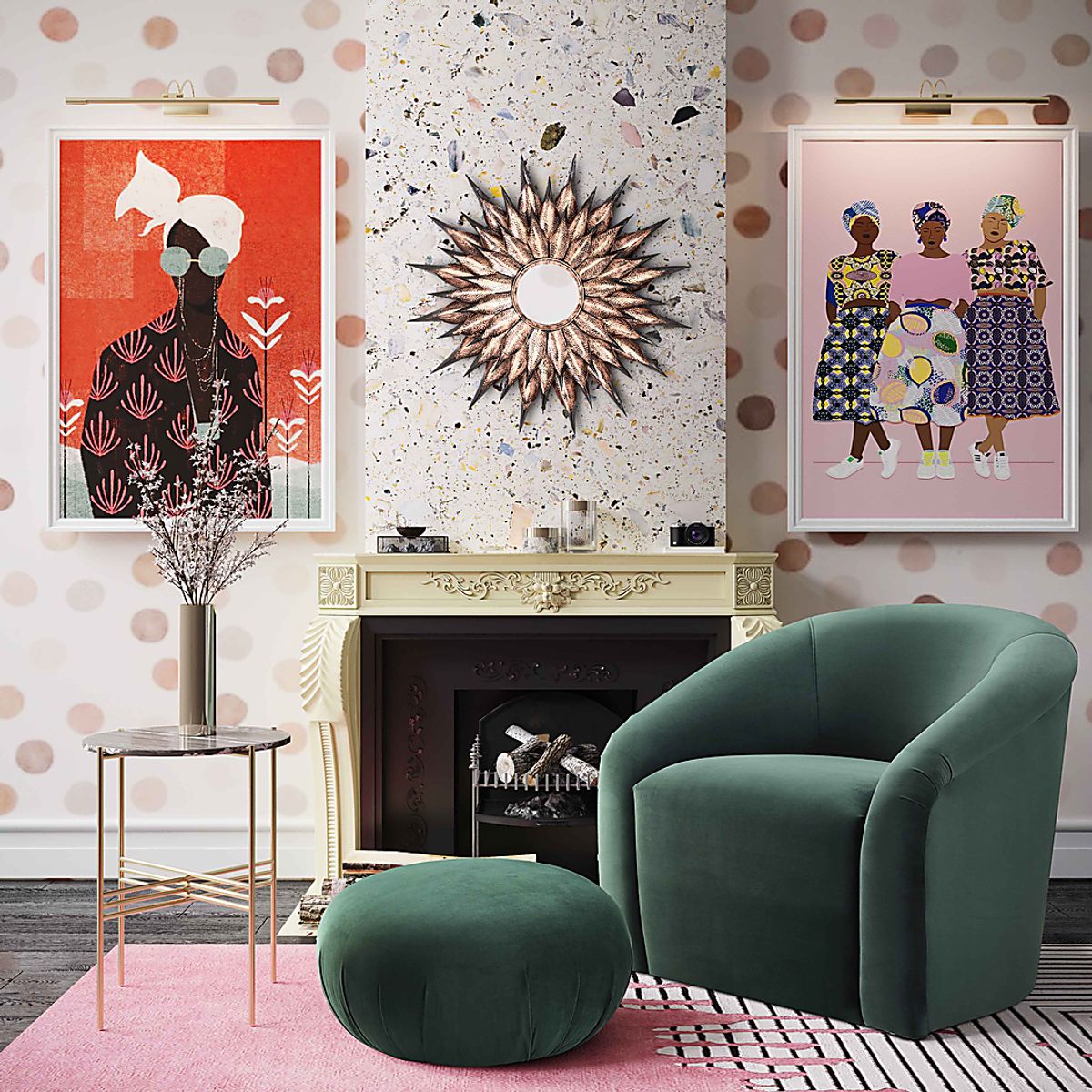 Avera Elle Green Velvet Plush Accent Chair | Rooms to Go