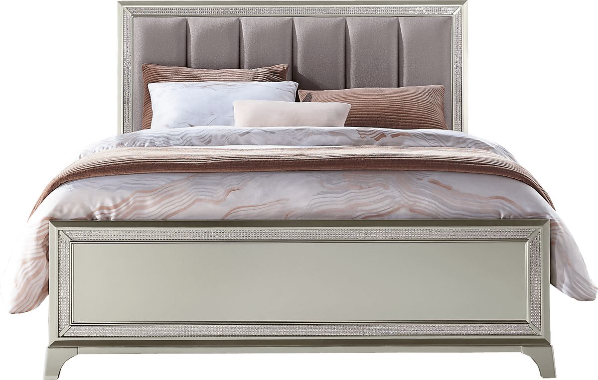 Avery 5 Pc Silver Gray King Bedroom Set With 3 Pc King Bed, Chest ...