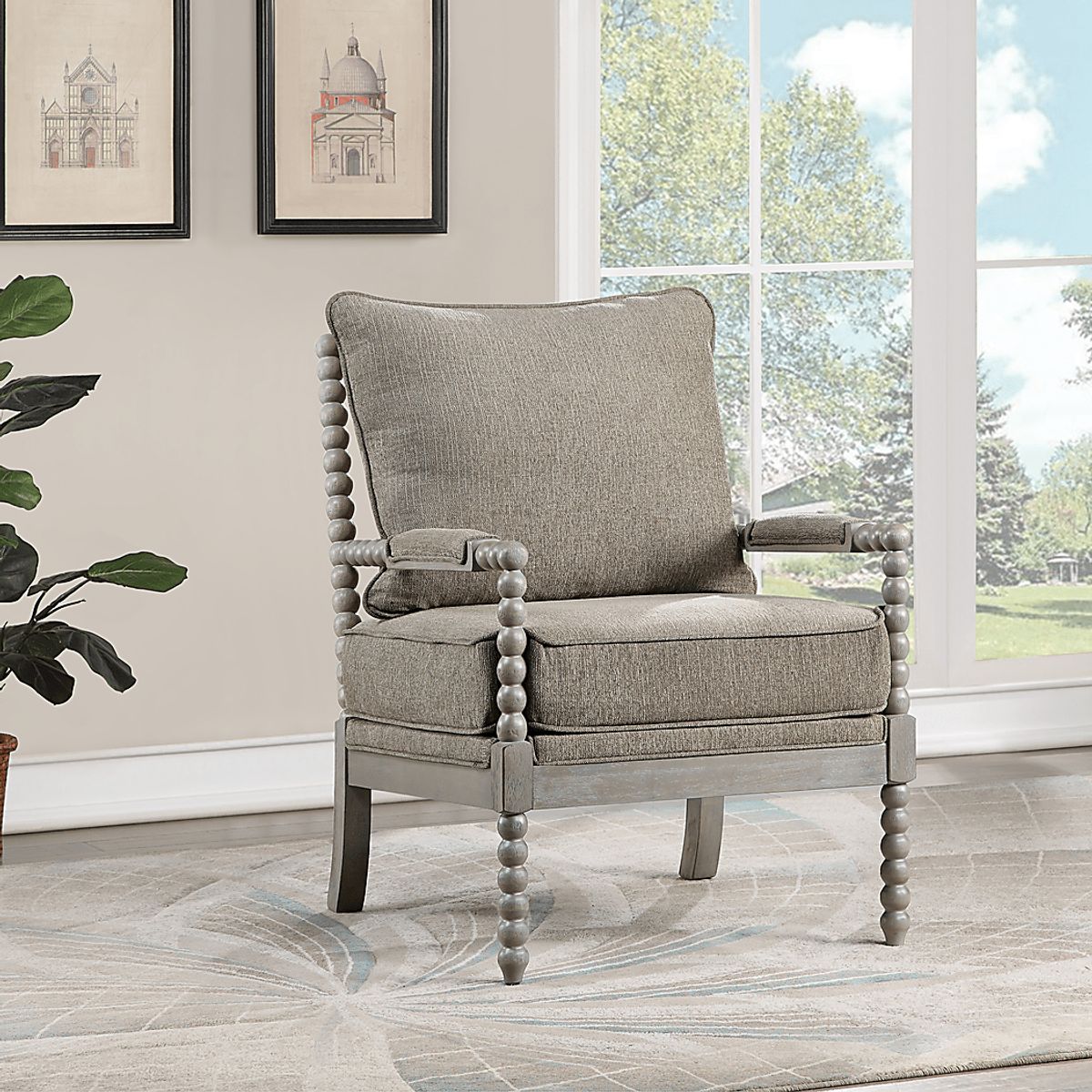 Avinele Gray Polyester Fabric Accent Chair | Rooms to Go