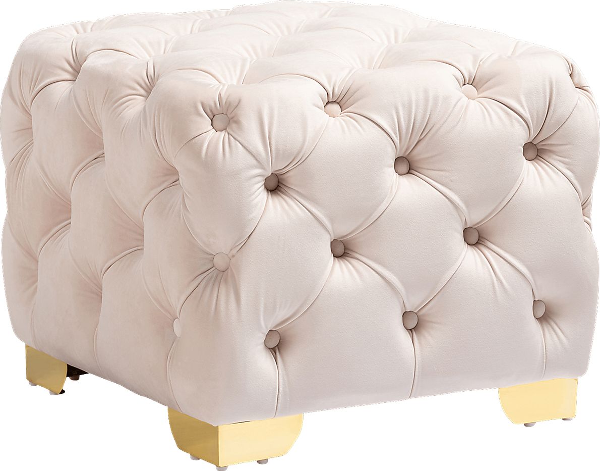 Avocet Beige Velvet Plush Ottoman - Rooms To Go