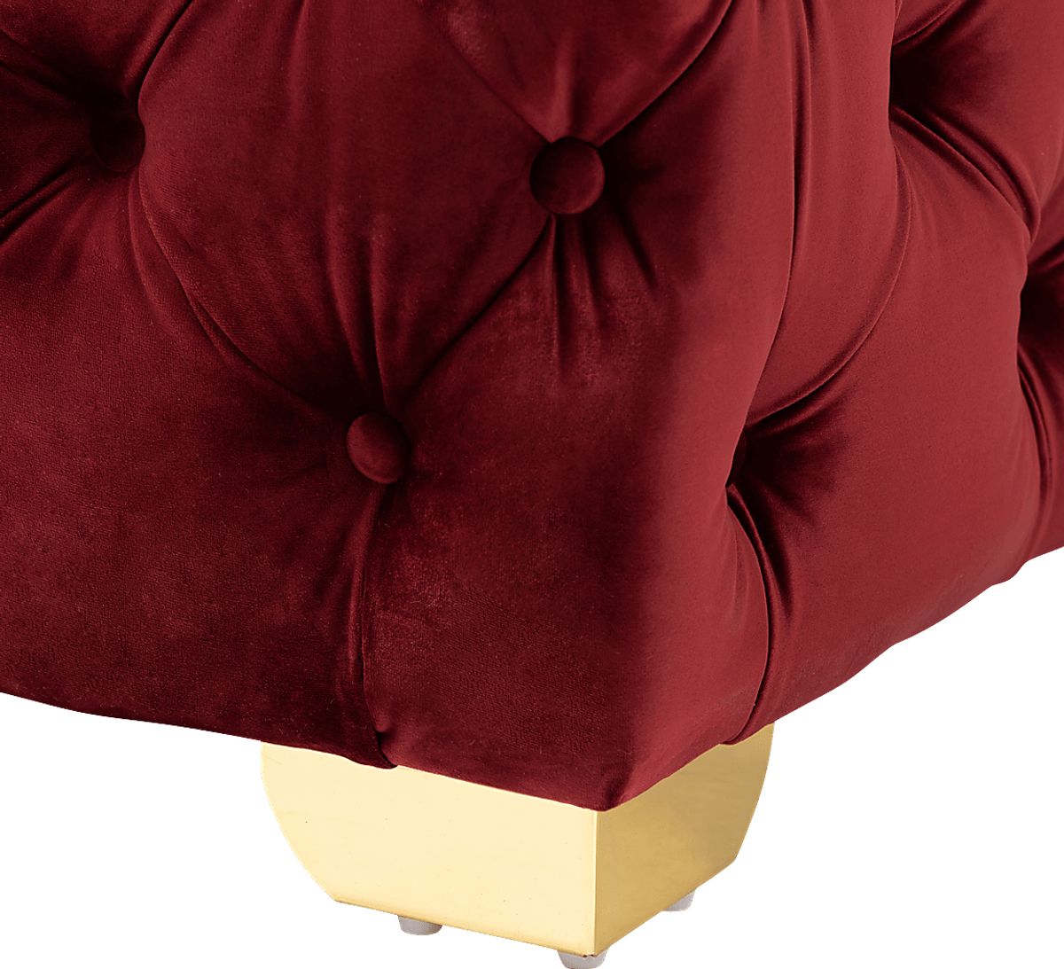 Avocet Burgundy Red Velvet Plush Ottoman | Rooms to Go